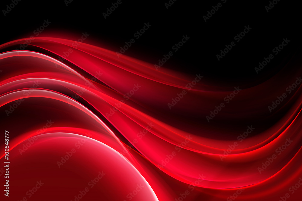 Red Abstract Waves Art Composition Black Background Stock Illustration ...