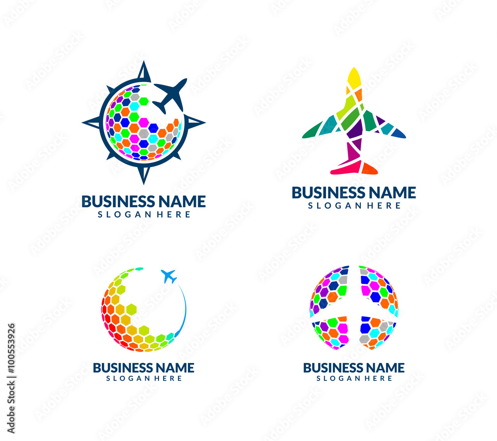 modern and colorful travel and tour agency vector logo design Stock ...