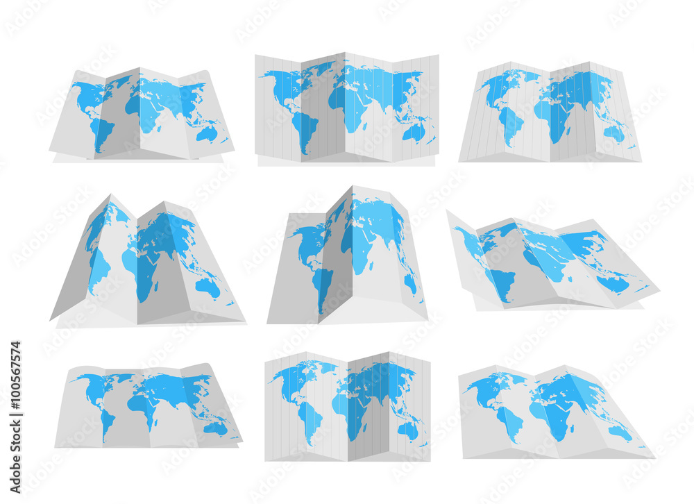 World map collection. Design elements Stock Vector | Adobe Stock