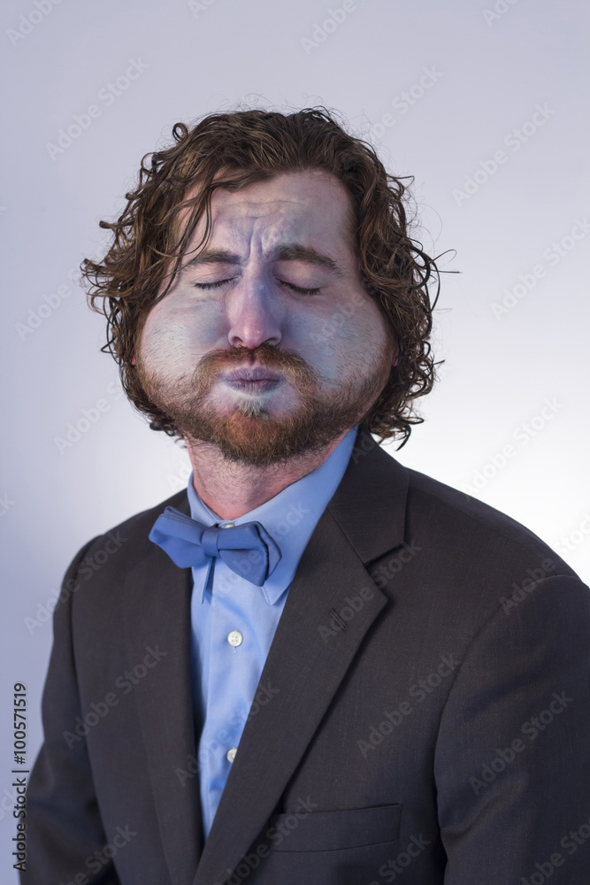 Bearded Man Holding Breath Stock Photo | Adobe Stock
