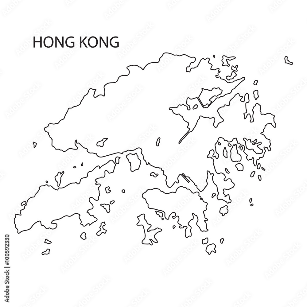 black outline of Hong Kong map Stock Vector | Adobe Stock