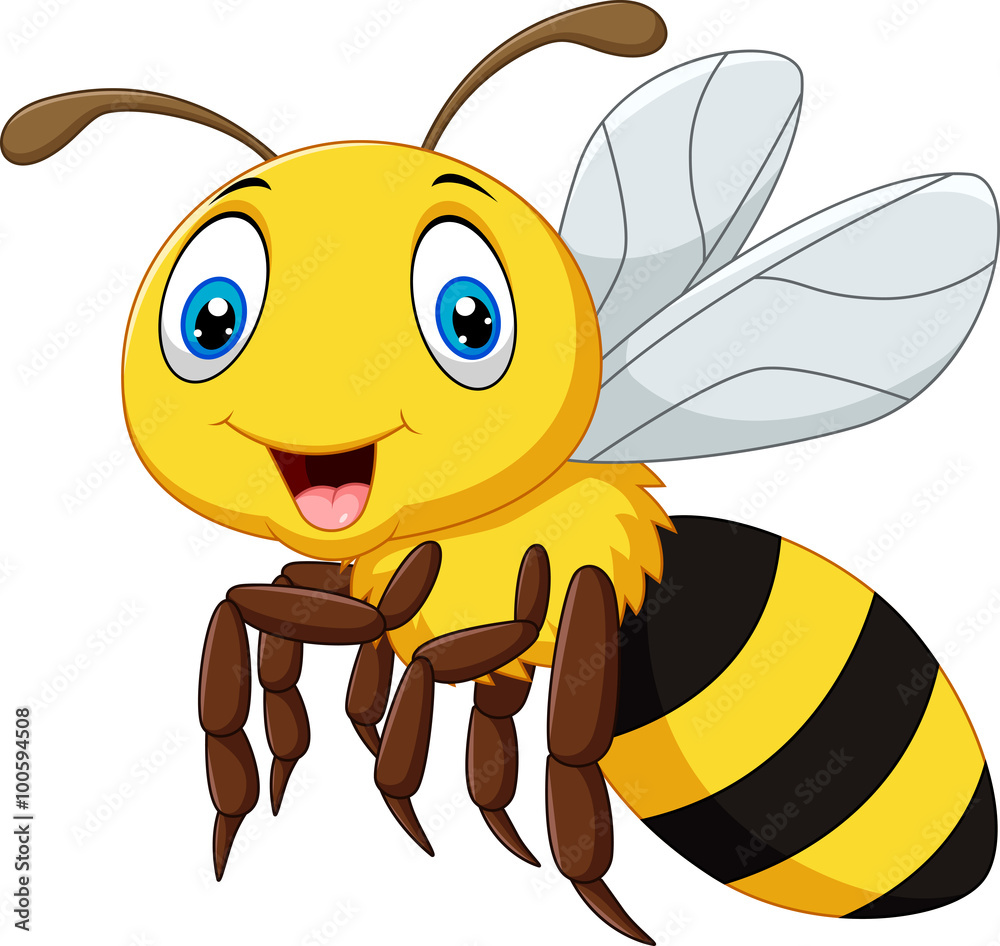 Cartoon smile bee flying isolated on white background Stock Vector ...