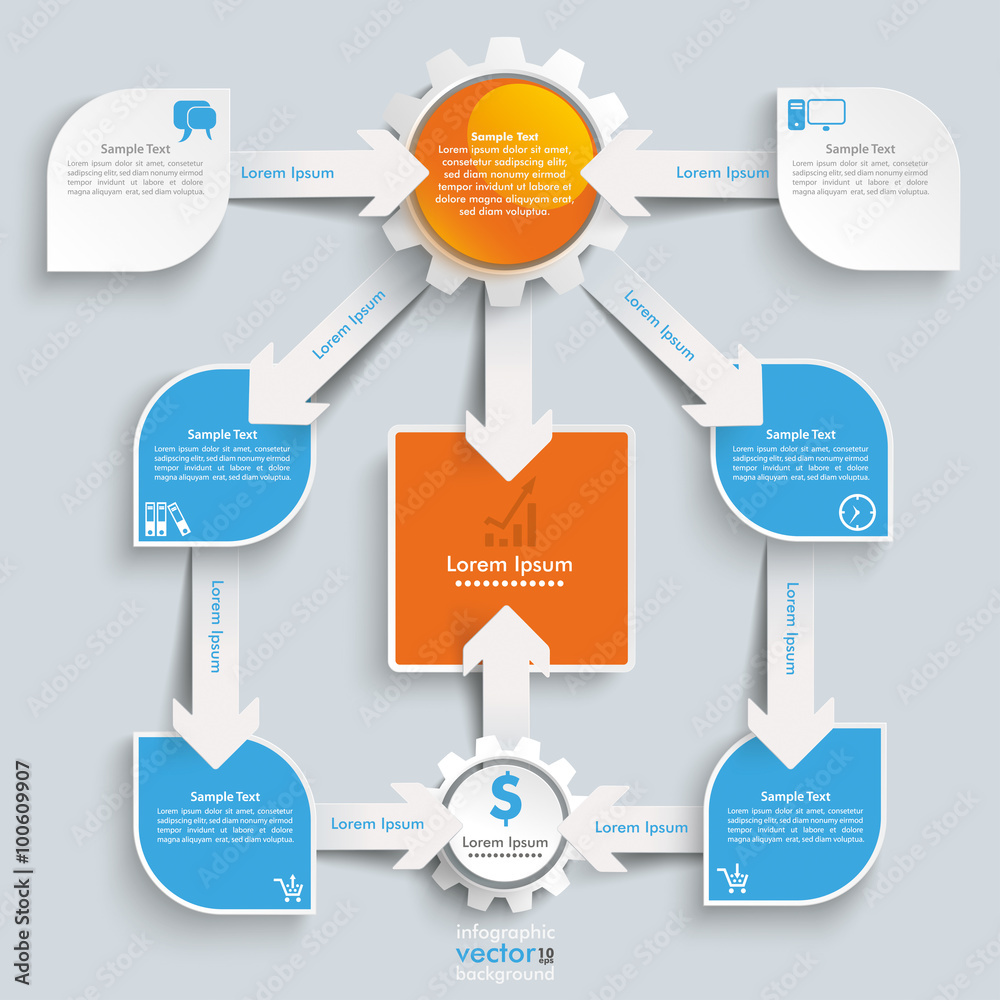 Paper Arrows Big Flowchart Infographic Stock Vector | Adobe Stock