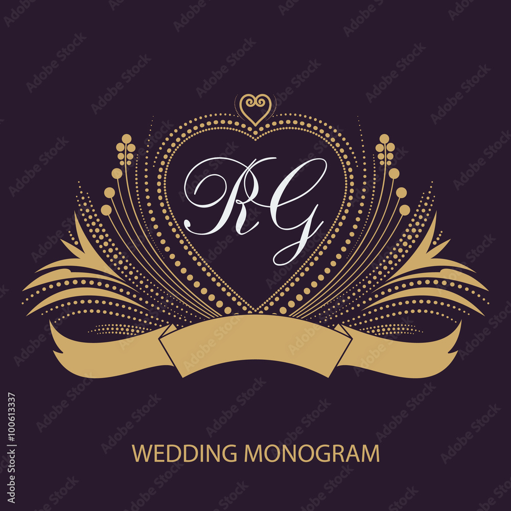 Vintage vector monogram. Elegant emblem logo for restaurants, hotels ...