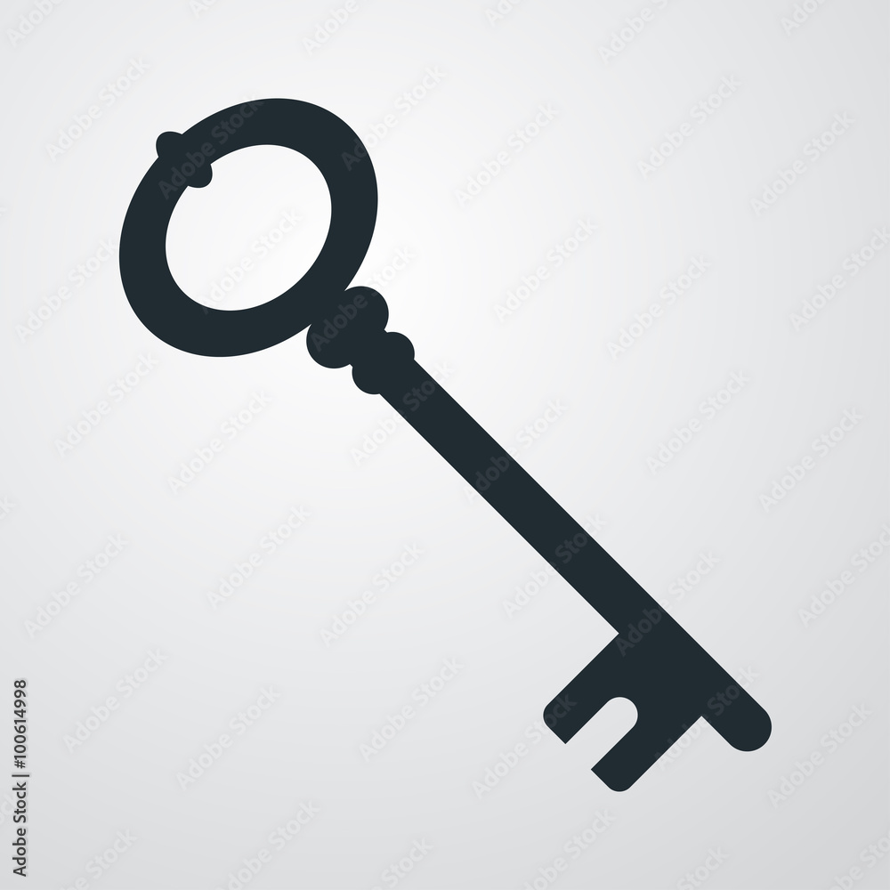 Icono plano llave antigua sobre fondo degradado #2 Stock Illustration ...