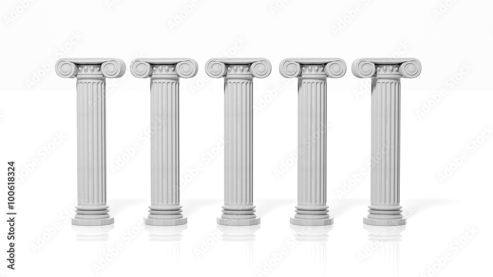 Five ancient pillars, isolated on white background. Stock Illustration ...