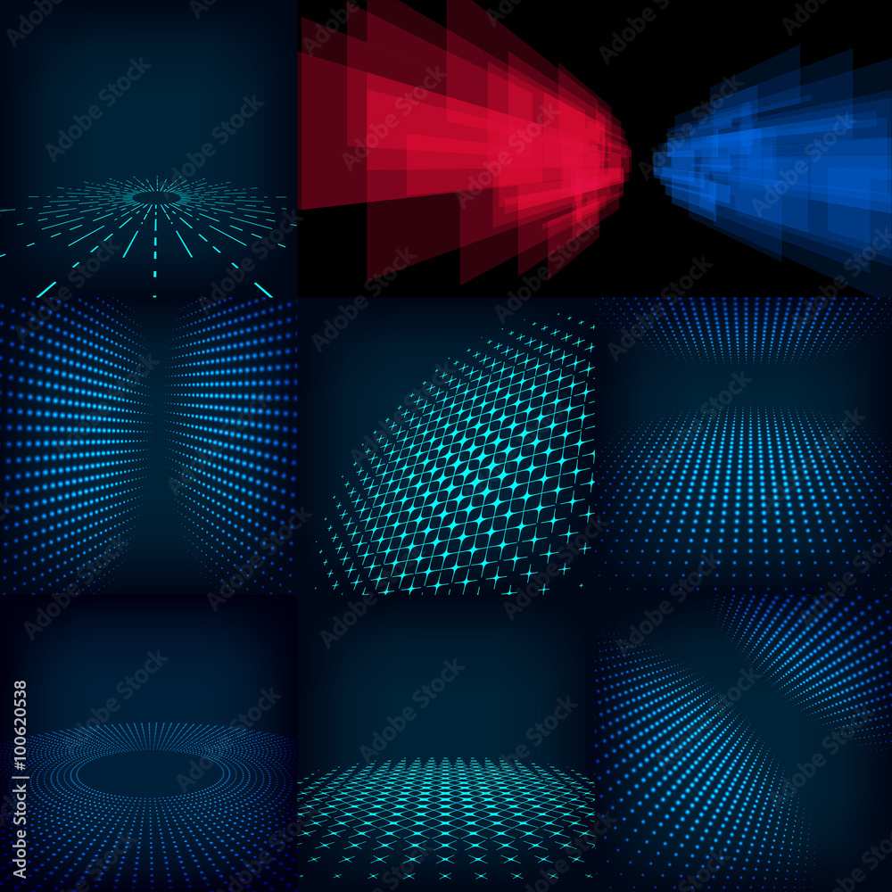 Set of nine abstract digital vector background template made with ...