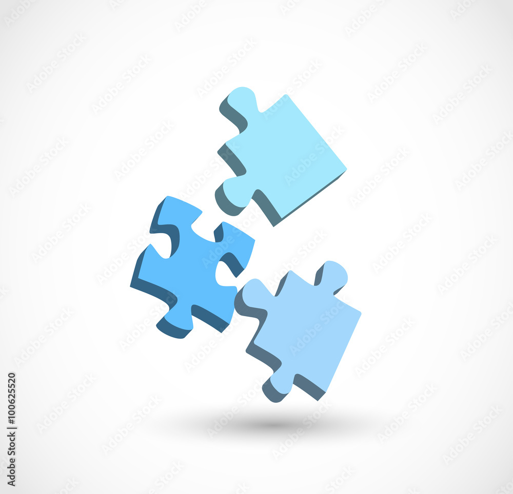 3 puzzle pieces 3d vector Stock Vector | Adobe Stock