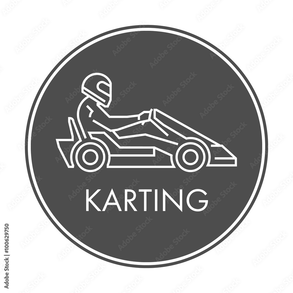 Line and flat karting logo and symbol. Silhouette figures kart r Stock ...