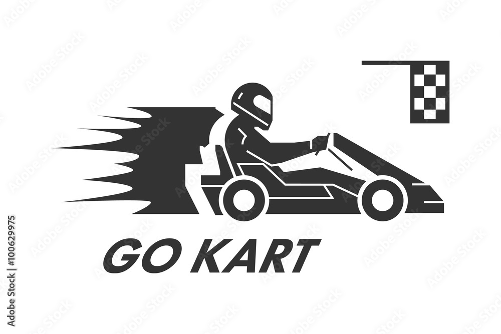 Vector black flat karting logo and symbol. Stock Vector | Adobe Stock