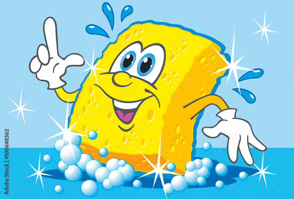 Yellow Sponge with Background ilustración de Stock | Adobe Stock