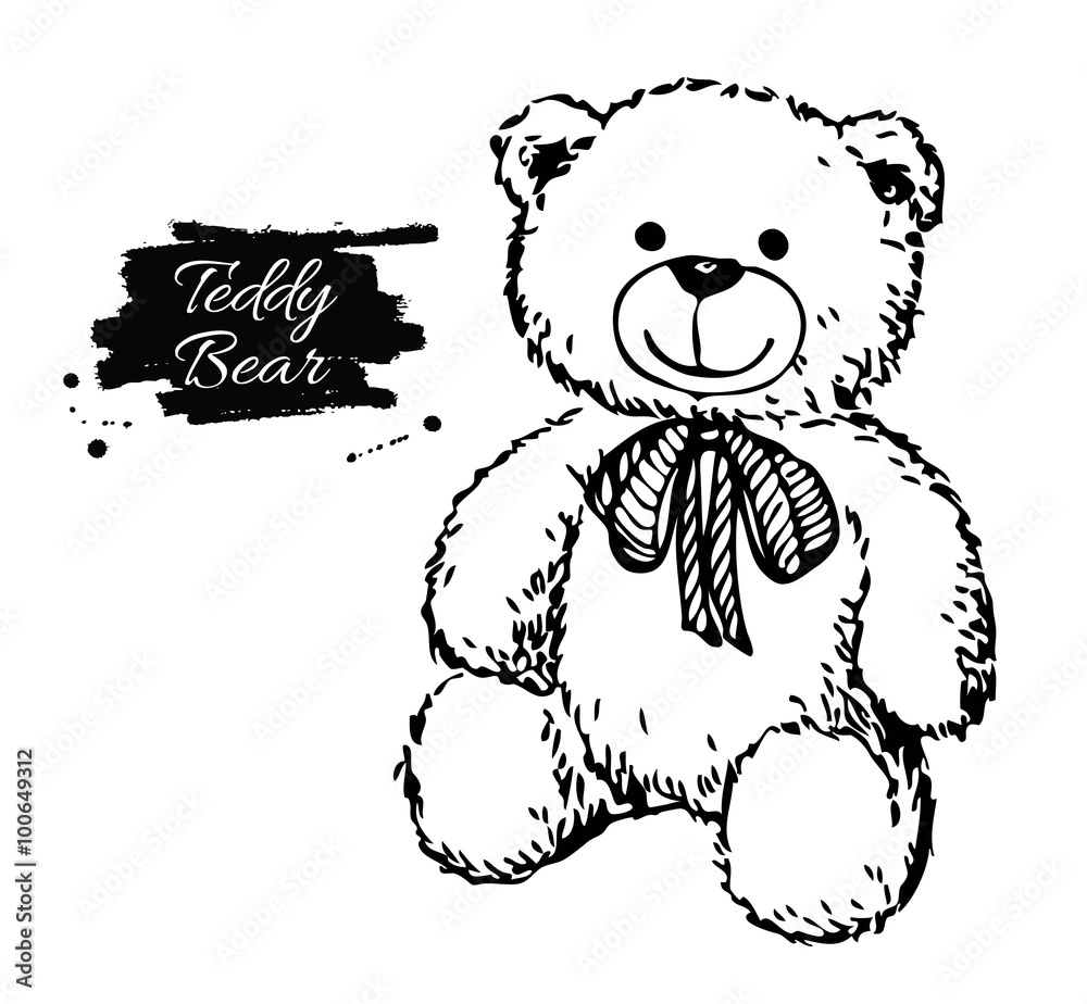 Vector hand drawn teddy bear illustration. Stock Vector | Adobe Stock