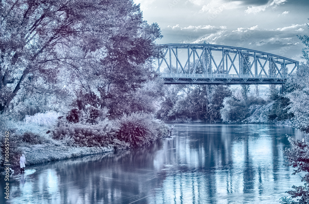 Veles, Iron Bridge, infrared photography Stock-Foto | Adobe Stock