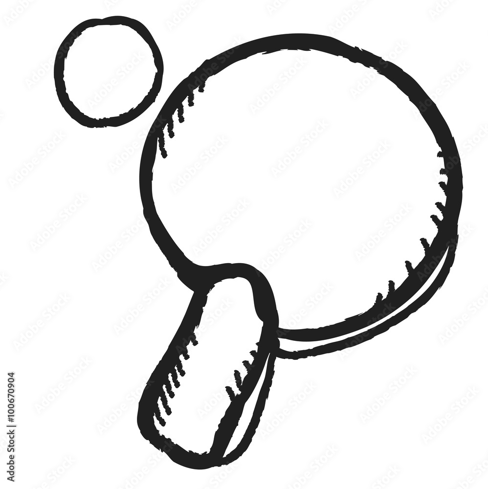 doodle table tennis, ping pong rackets and ball, illustration icon ...