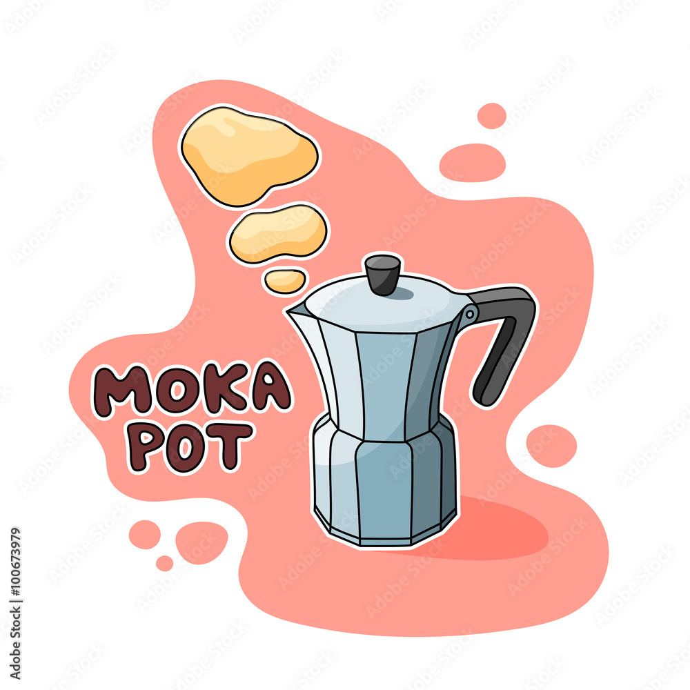 Moka Pot Illustration. EPS10 file with hand drawn vector object. Re ...