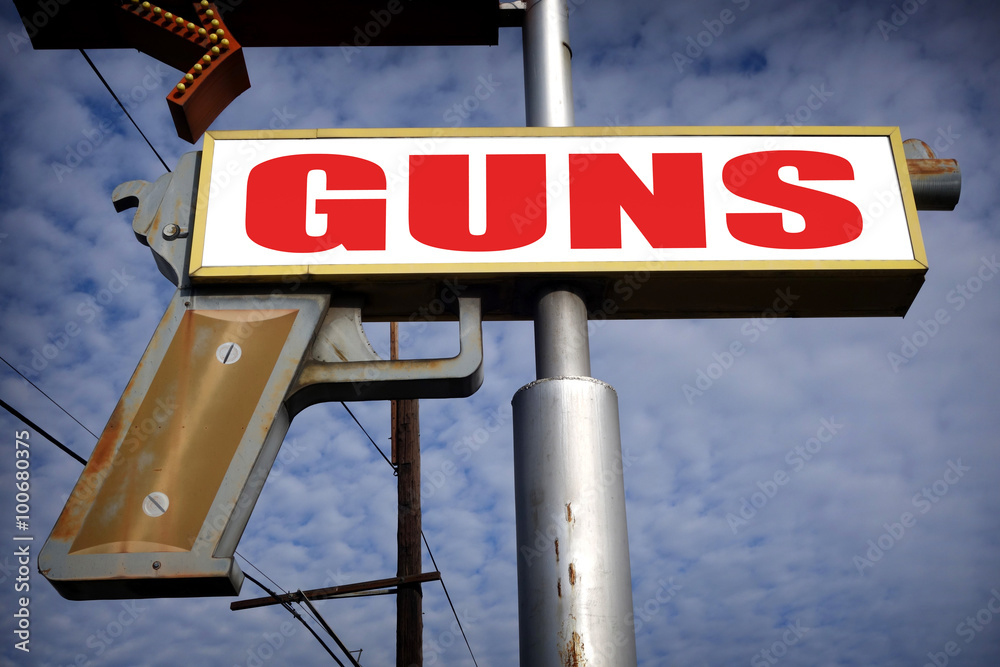 aged and worn vintage gun shop sign Stock Photo | Adobe Stock
