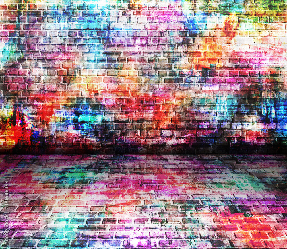 Colorful perspective wall art background Stock Illustration | Adobe Stock