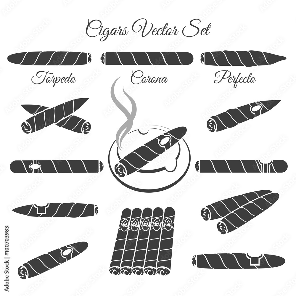 Hand drawn cigars vector. Torpedo corona and perfecto, culture ...