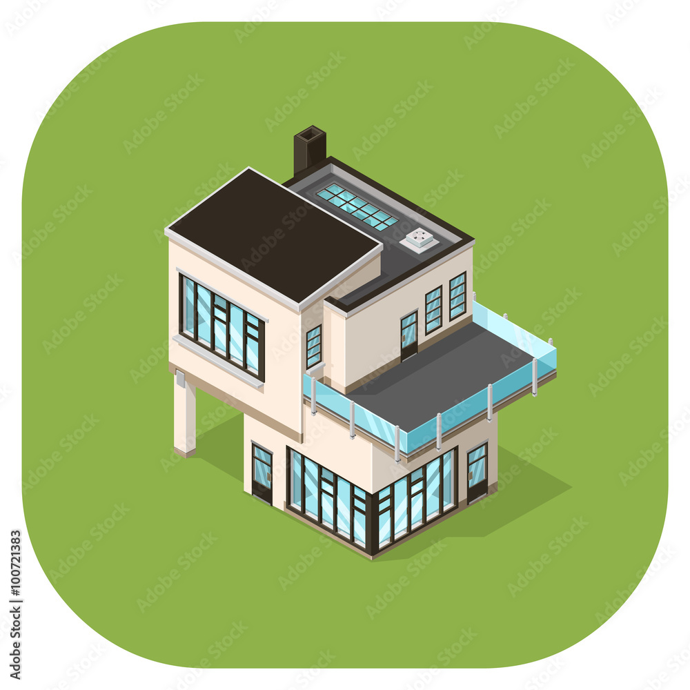 A vector illustration of a ultra modern home. Isometric modern house ...