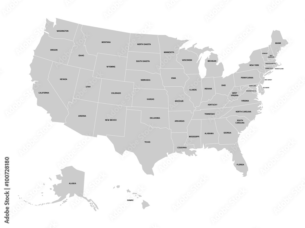 Vector map of United States of America with state names Stock Vector ...