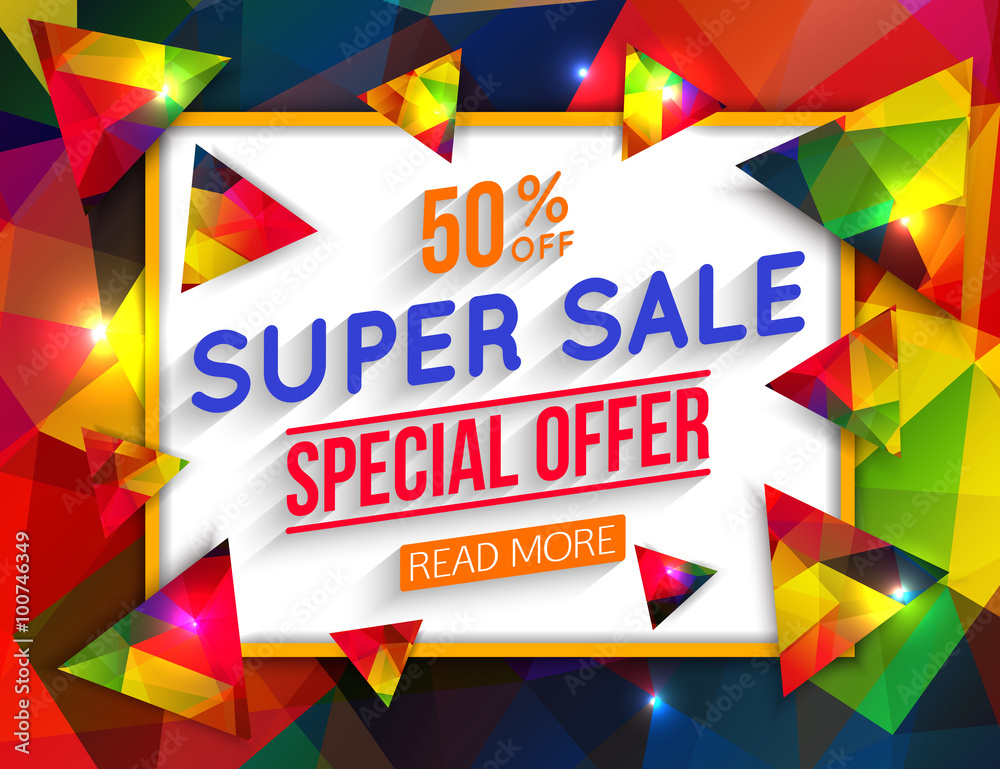 Super Sale Special Offer banner on colorful background. Web banner ...