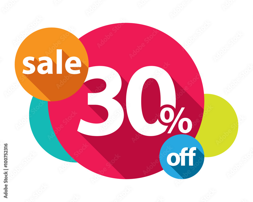 30% discount logo colorful circles Stock Vector | Adobe Stock