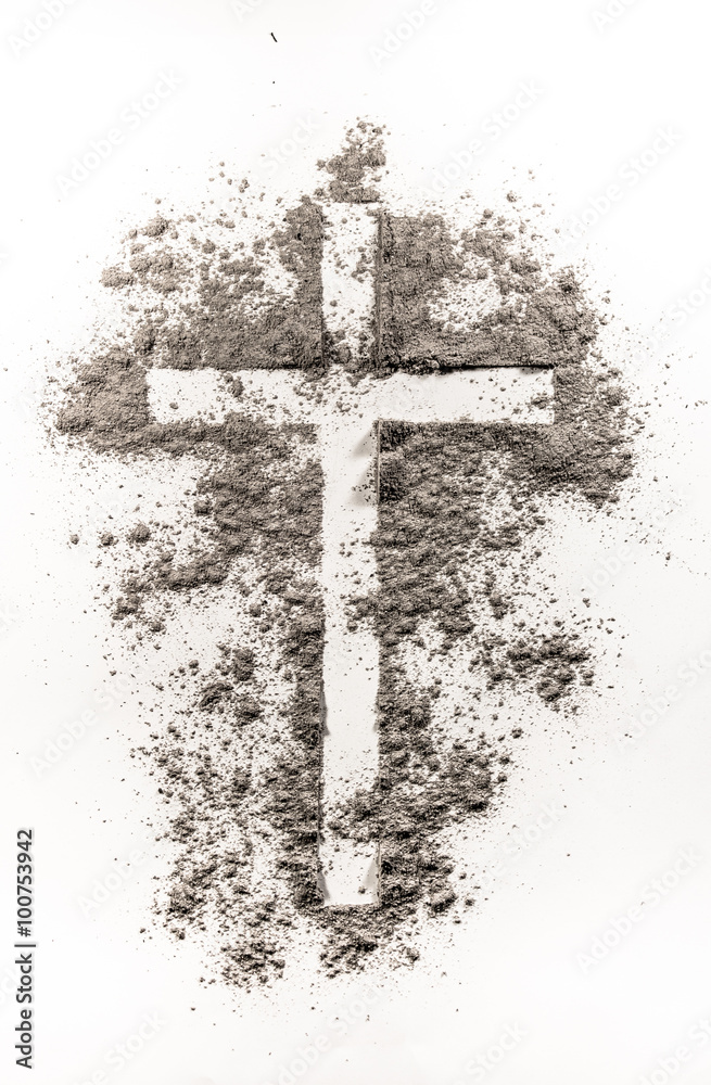 Christian cross symbol made of ash Stock Photo | Adobe Stock