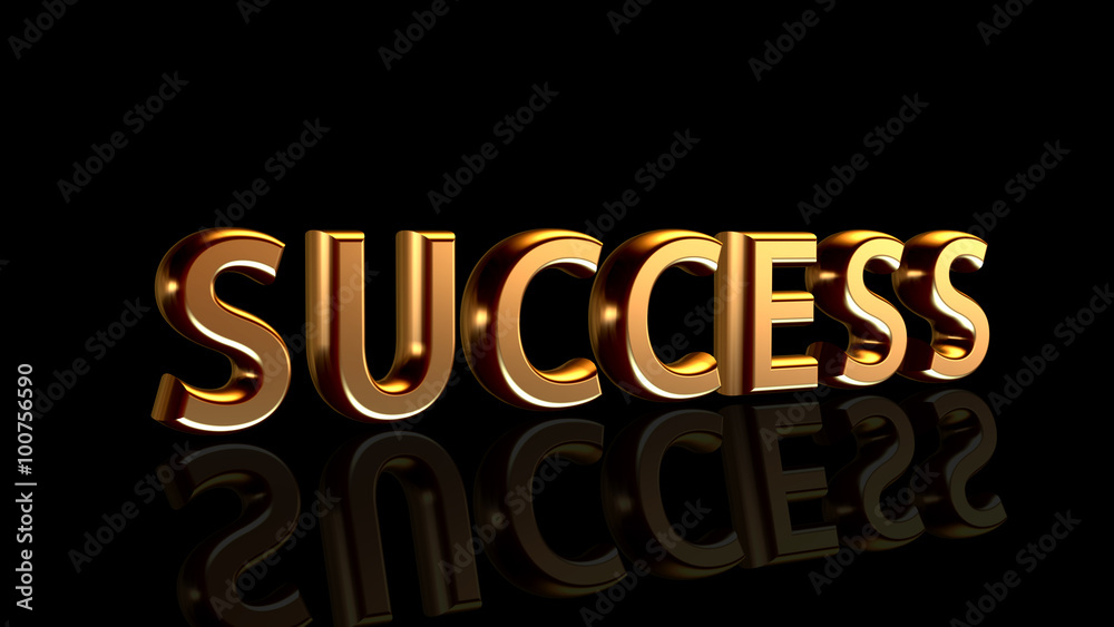 Success in gold letters, word isolated on black background Stock ...