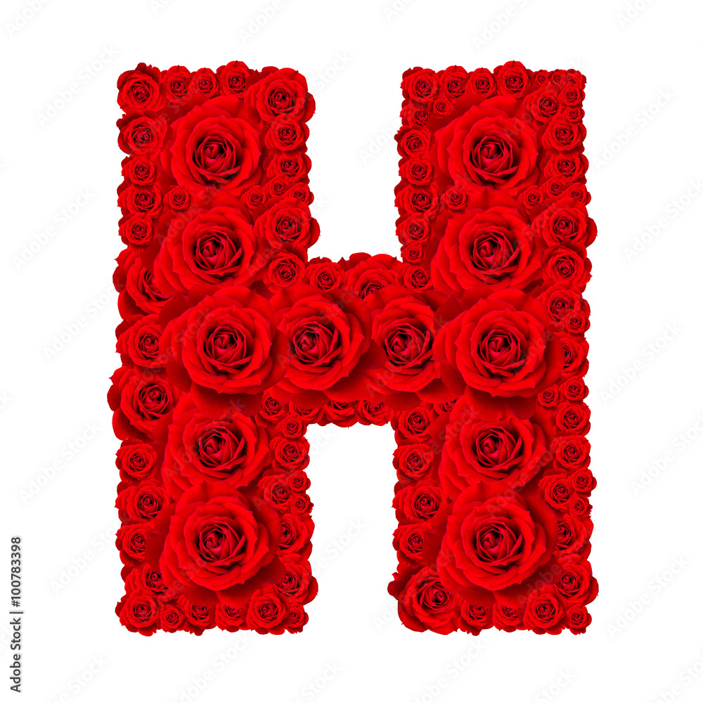 Rose alphabet set - Alphabet capital letter H made from red rose Stock ...