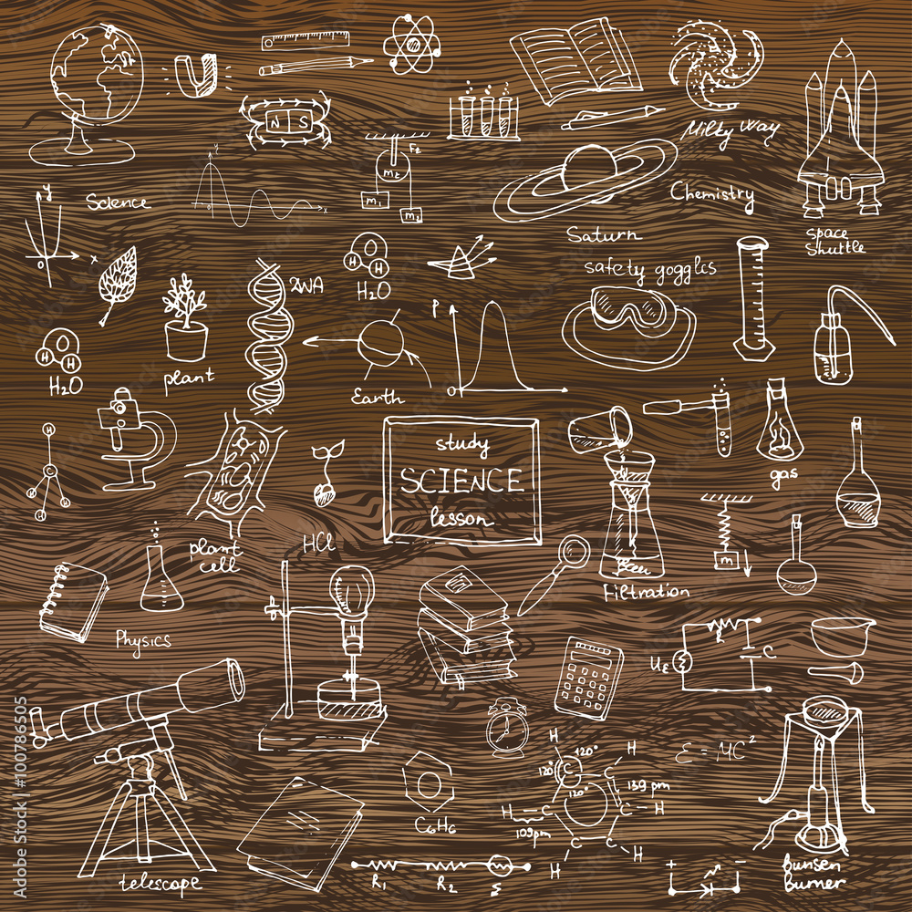 Freehand drawing school items, Back to School Science theme, Hand ...