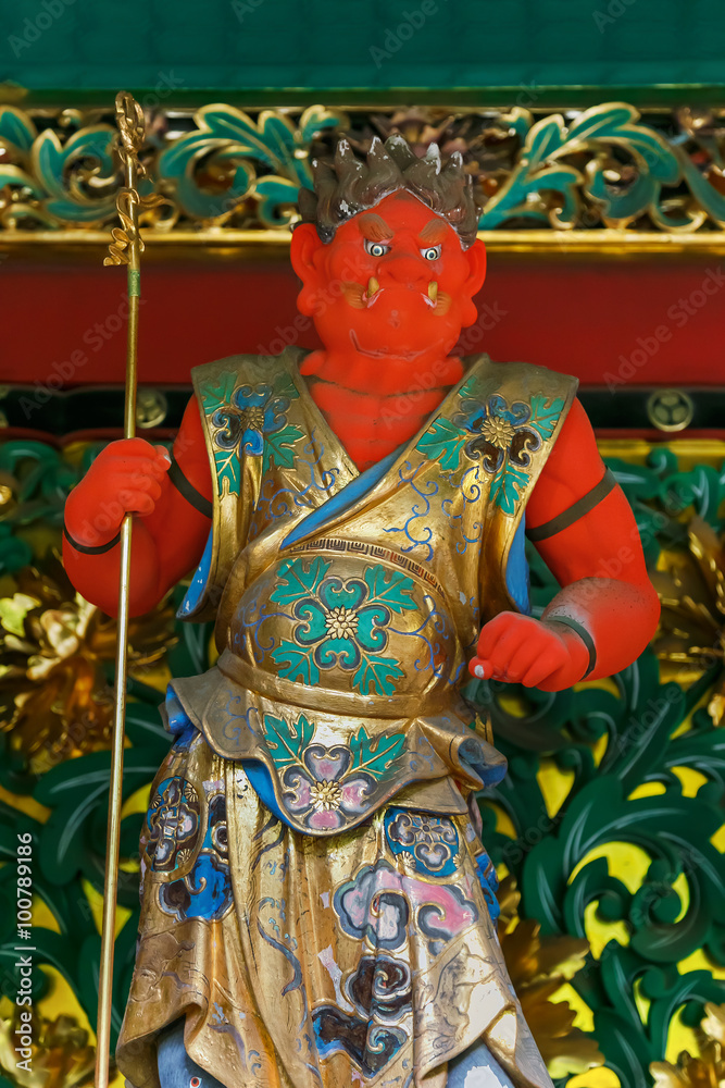 Guardian at Yashamon Gate of Taiyuinbyo Shrine in Nikko, Japan Stock ...
