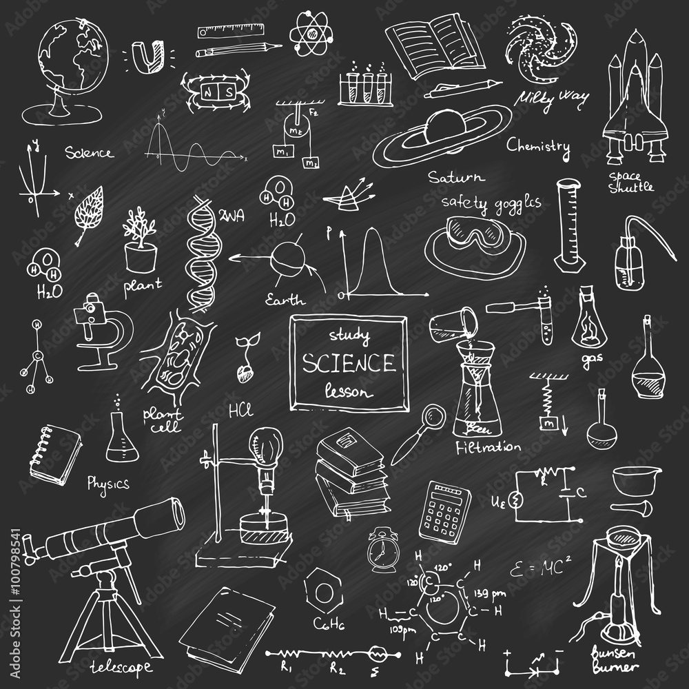 Freehand drawing school items Back to School Science theme Hand drawing ...