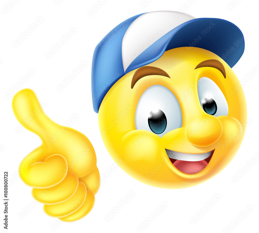 Emoji Emoticon Worker Giving Thumbs Up Stock Vector | Adobe Stock