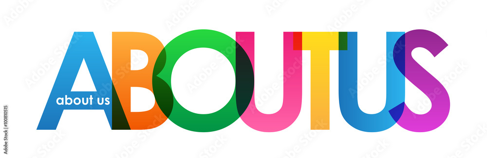 ABOUT US colourful vector letters icon Stock Vector | Adobe Stock