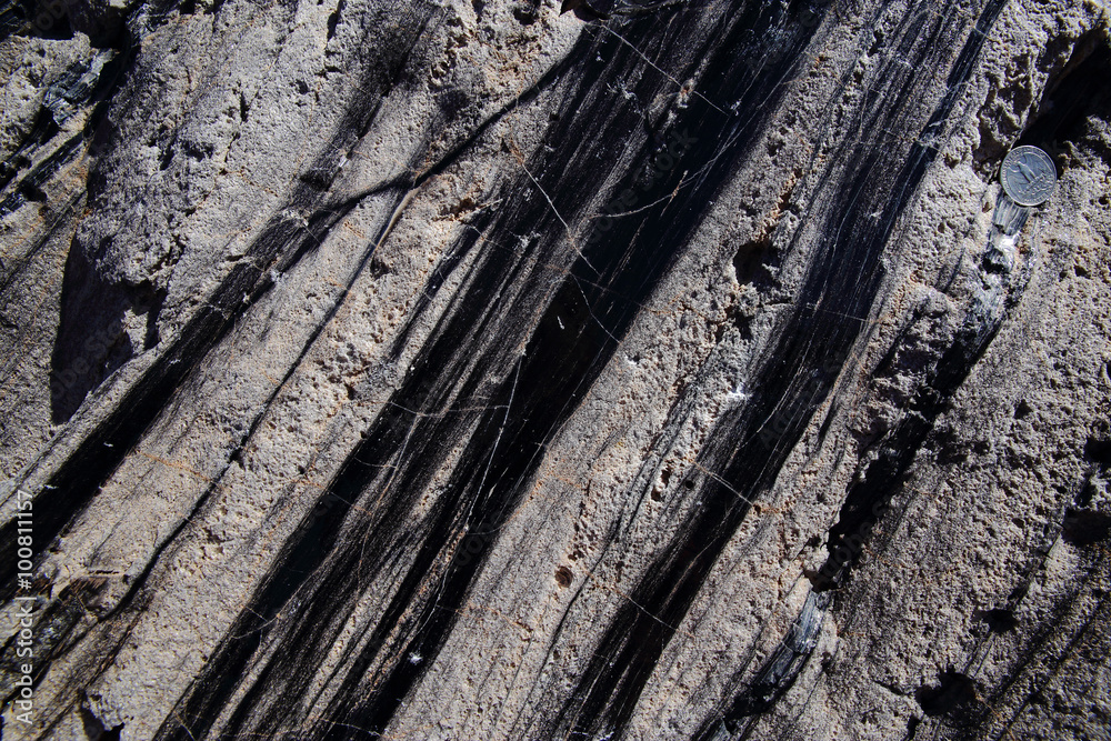 Volcanic bomb consisting of layers of pumice and obsidian. The outer ...