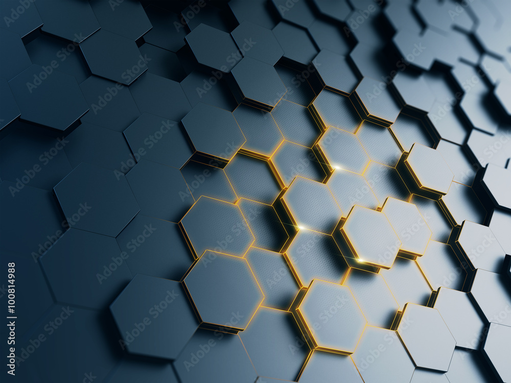 hexagonal abstract background - 3d render Stock Illustration | Adobe Stock