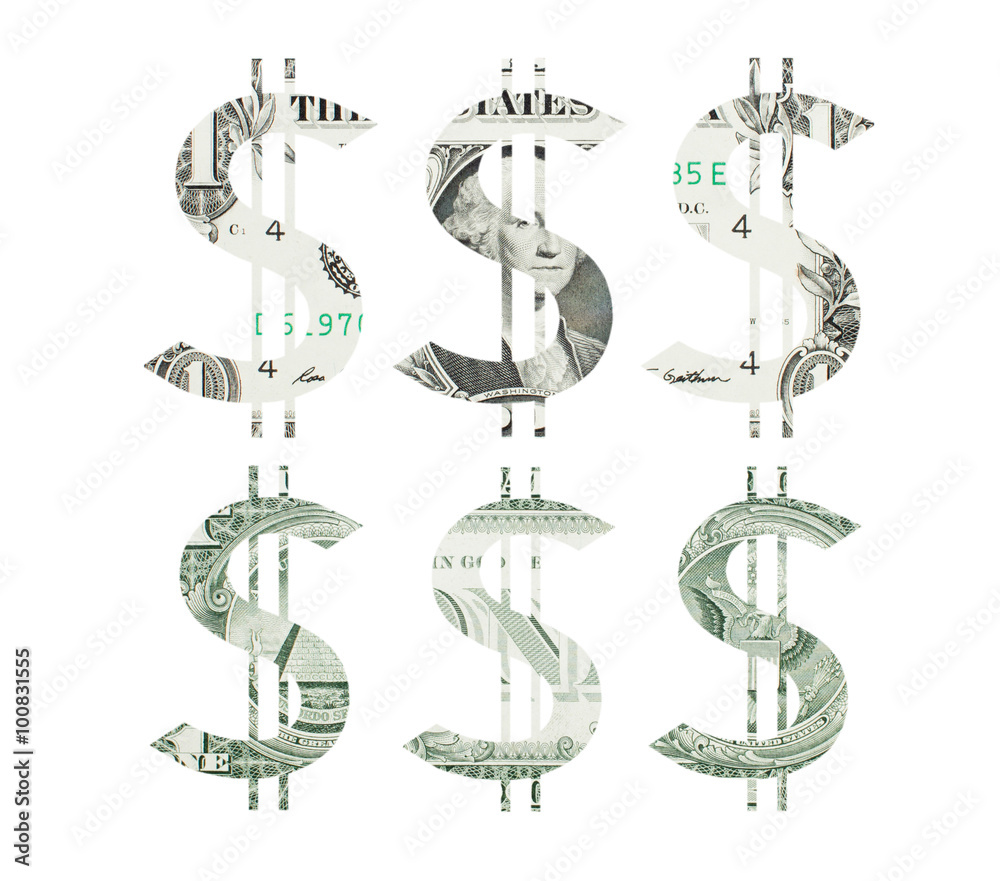 dollar sign made of cut one dollar bill Stock Photo | Adobe Stock