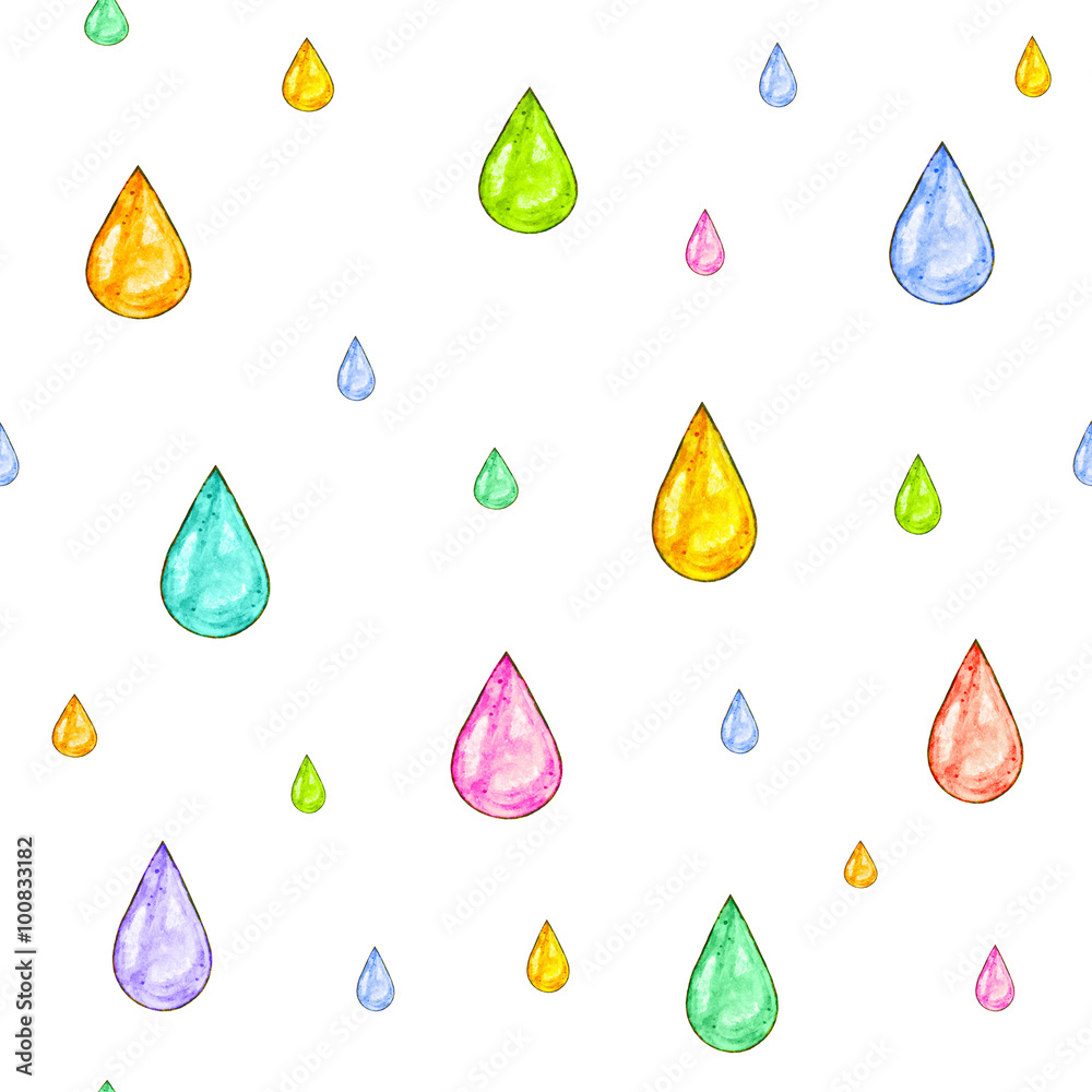 Iridescent rain. Set of color drops for design isolated on a white ...