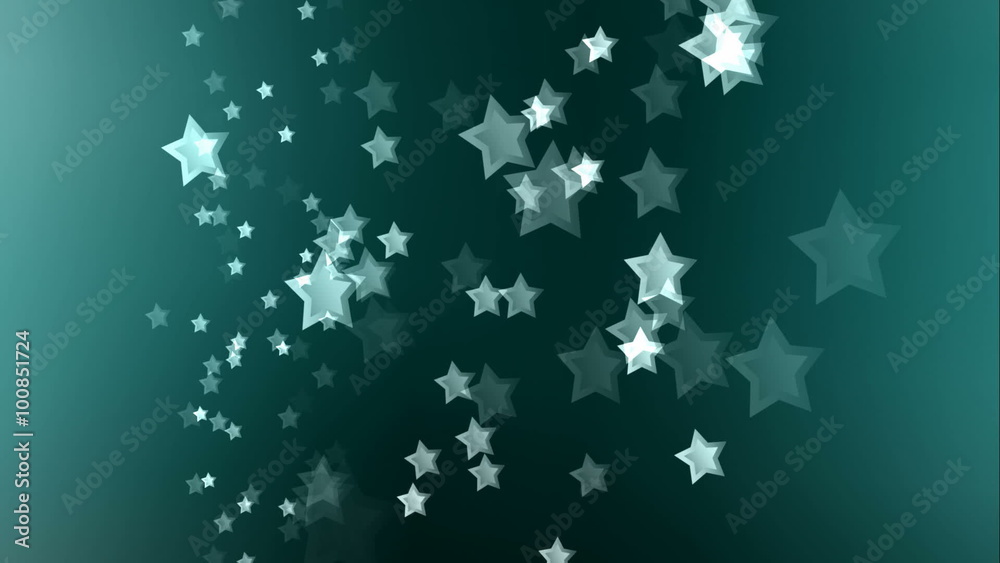 Animated nice visual slow moving white star particles on cyan backdrop ...