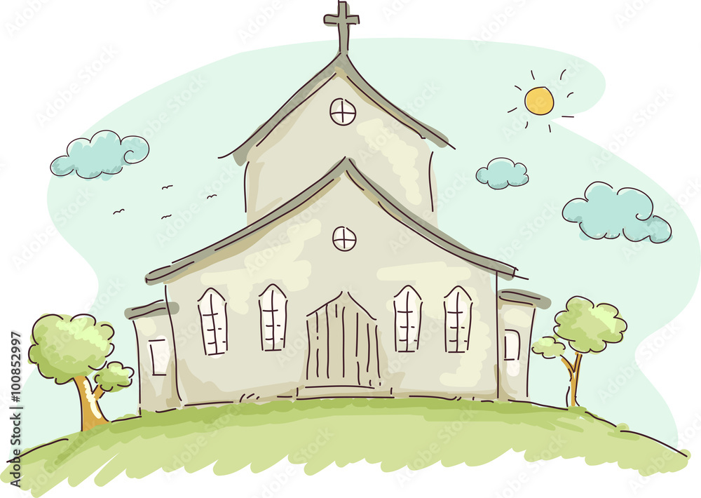 Church Doodle Stock Vector | Adobe Stock