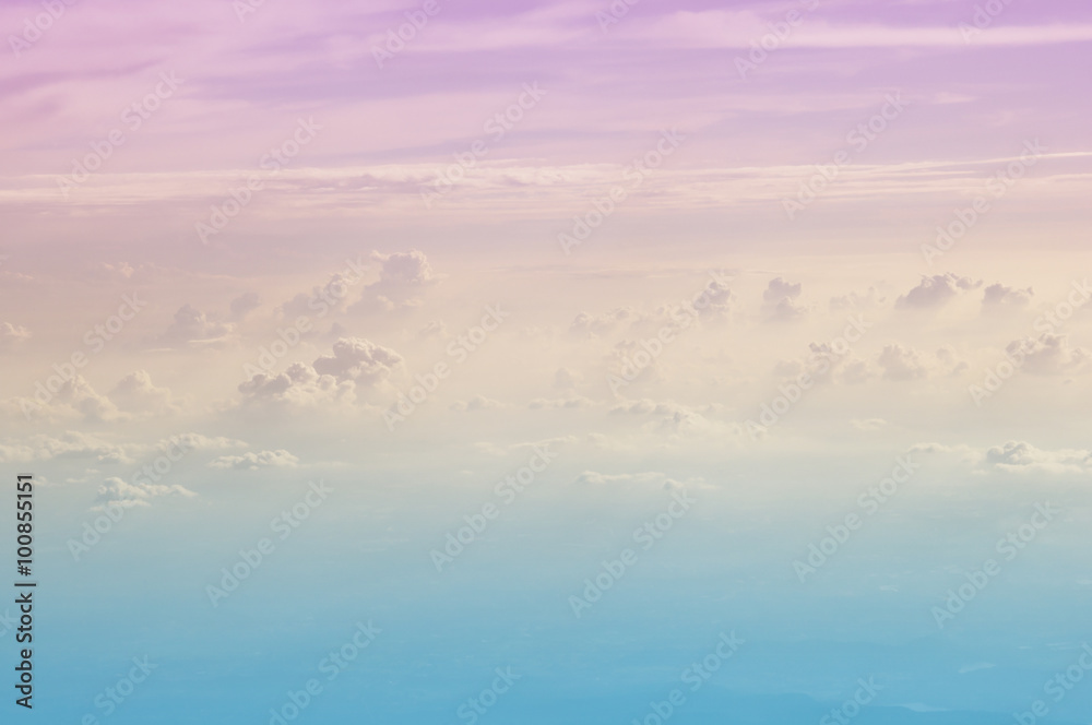 Fantastic background with rose pink sky and clouds from airplane Stock ...