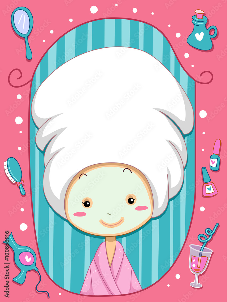 Kid Girl Spa Party Frame Invite Stock Vector | Adobe Stock