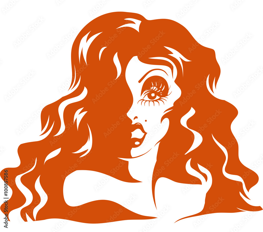 Drag Queen Stencil Long Hair Stock Vector | Adobe Stock