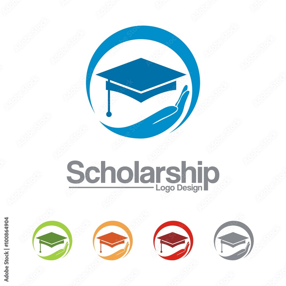 Education Logo - Scholarships, Graduation Caps, Hand, Circle Design ...