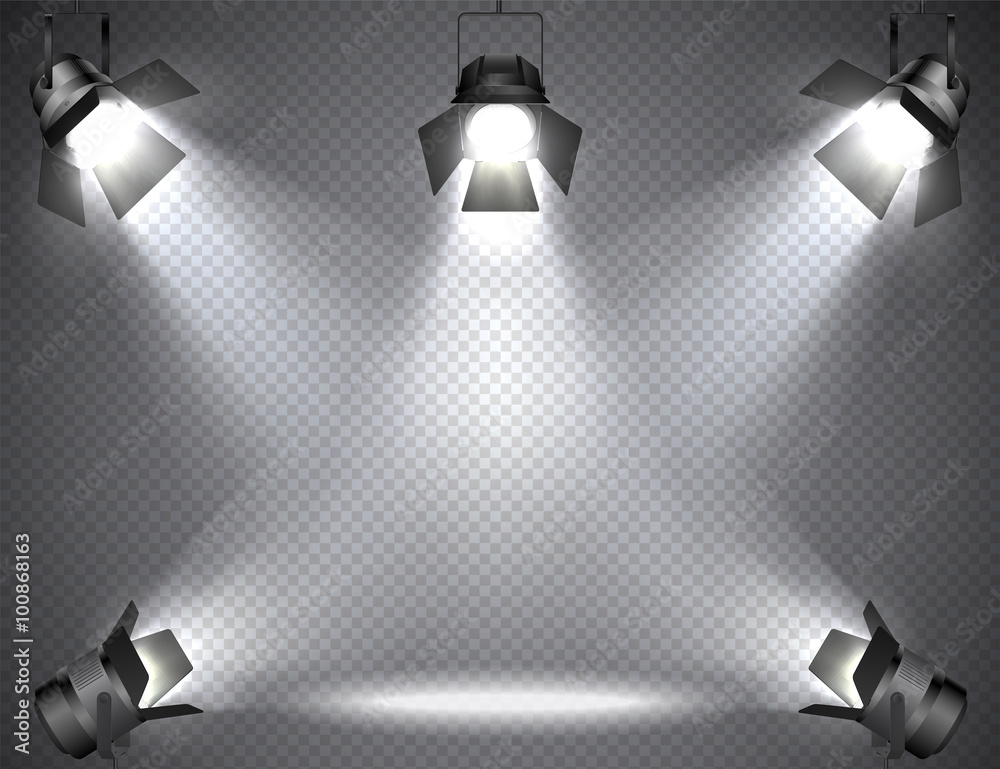 Spotlights with bright lights on transparent background. Stock Vector ...
