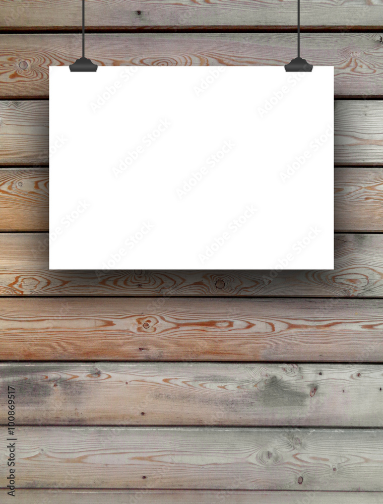 Close-up of one horizontal hanged paper sheet frame with clips on ...