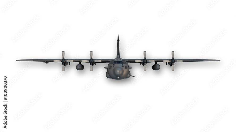 Bomber, military plane isolated on white background, front view Stock ...