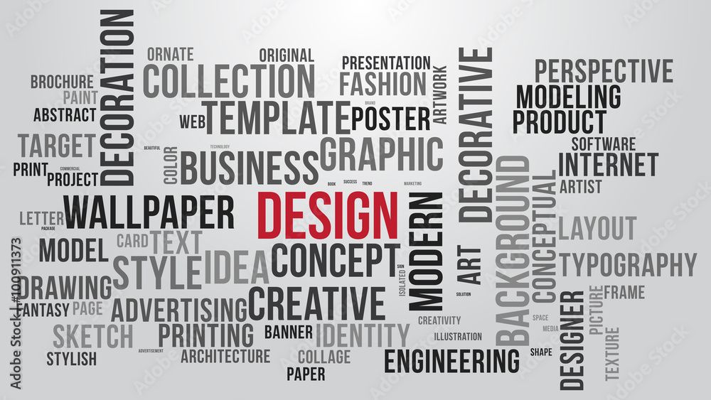 DESIGN word cloud. Gray tag cloud. Vector graphics illustration. Stock Vector | Adobe Stock