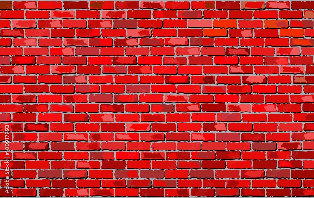 Red Brick Wall - Illustration, Retro red brick wall Vector, Seamless ...