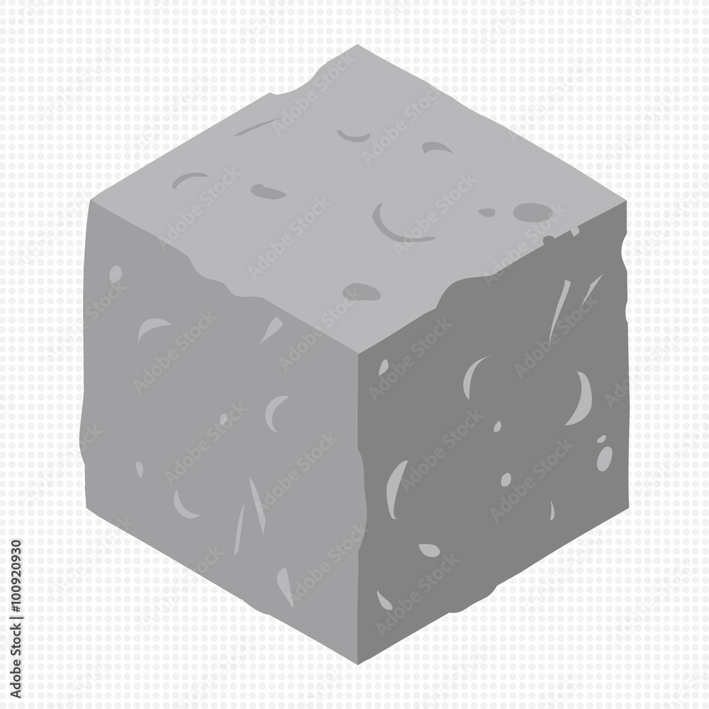 Cartoon Isometric rock stone game brick cube. Stock Vector | Adobe Stock
